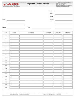 Fillable Online Express Order bFormb - AIM Global Trading Fax Email ...