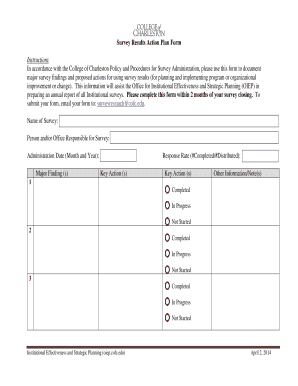 Fillable Online oiep cofc Survey Results Action Plan Form Please ...