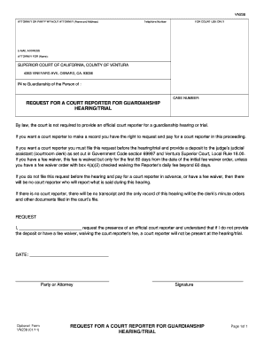 Fillable Online ventura courts ca CASE NUMBER REQUEST FOR A COURT ...