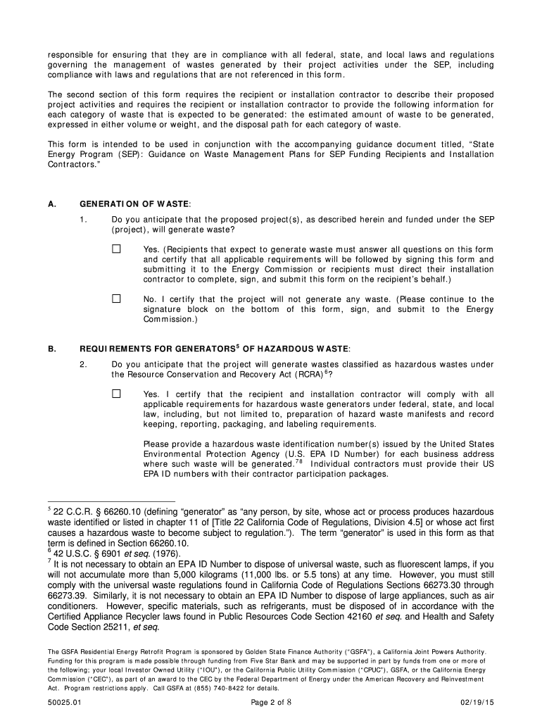 Fillable Online WASTE MANAGEMENT PLAN CERTIFICATION AND COMPLIANCE FORM ...