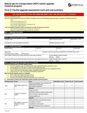Fillable Online Facility upgrade assessment work and cost summary ...