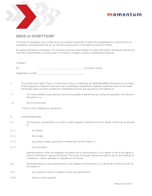 Fillable Online DEED of SURETYSHIP Fax Email Print - pdfFiller