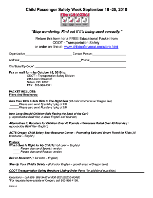Fillable Online safekidsoregon CPS Week Order Form Fax Email Print ...