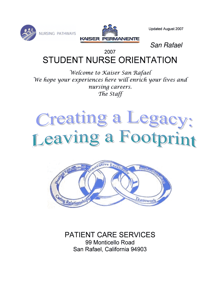 Fillable Online marin STUDENT NURSE ORIENTATION Fax Email Print - pdfFiller
