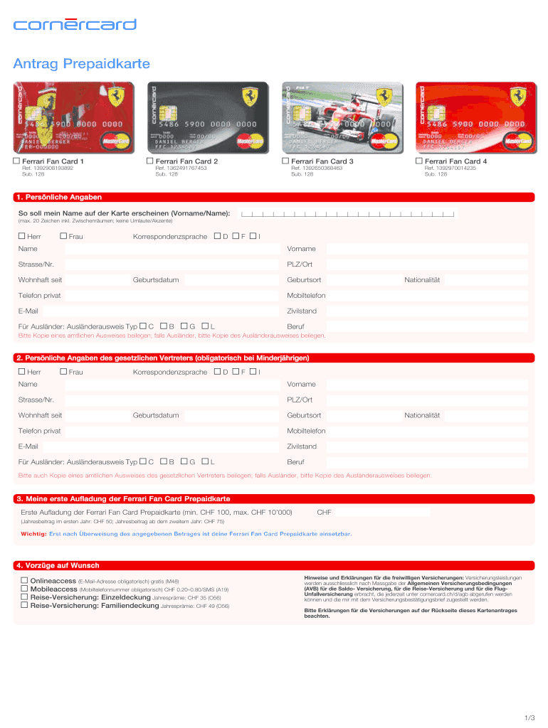 Ausfüllbar Online Ferrari Fan Card 3 Fax Email Drucken - pdfFiller