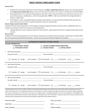 Fillable Online DIRECT DEPOSIT ENROLLMENT FORM - Casmir Care Fax Email ...