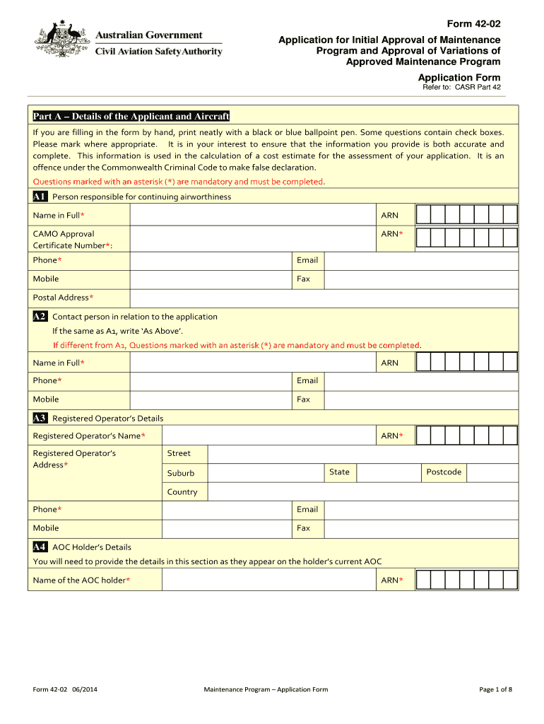 Fillable Online casa gov BForm 42b-02 Application for intial approval ...