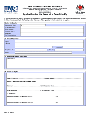 Fillable Online gov BF42b Application for a Permit to Fly - Isle of Man Government Fax Email ...