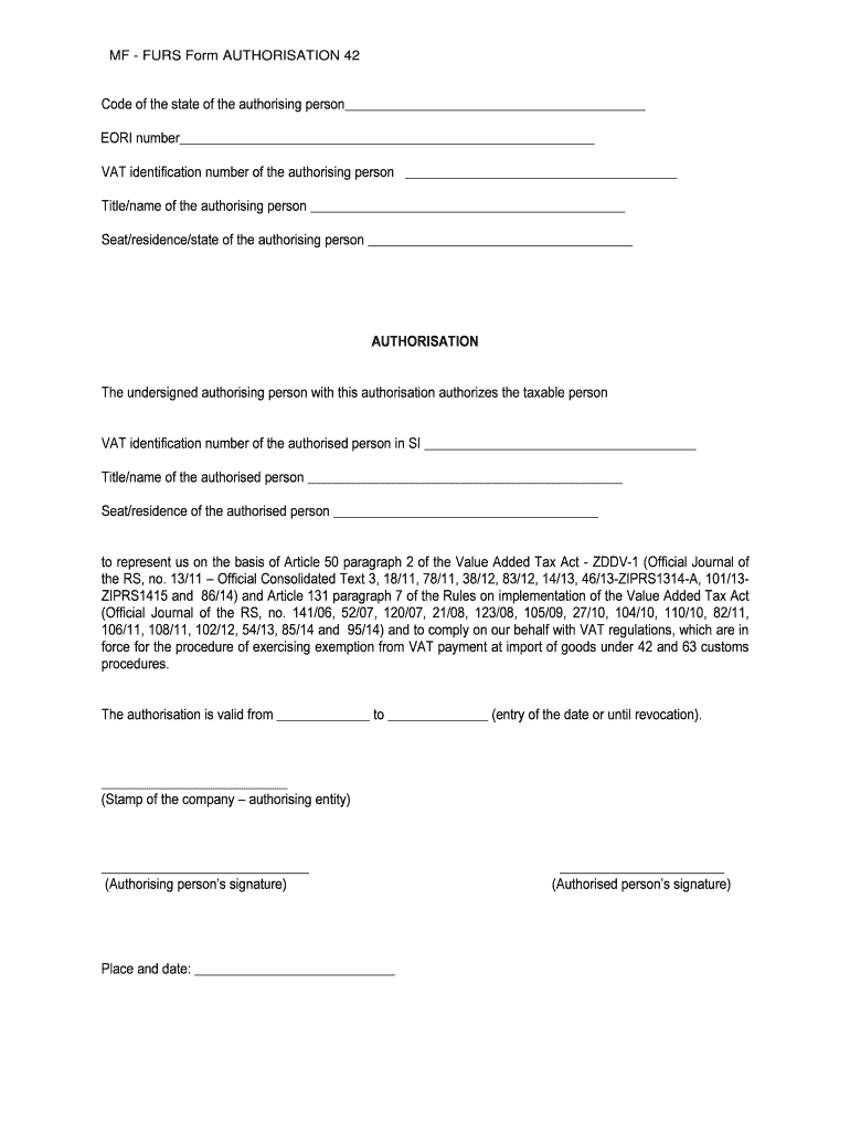 Mf Furs From Authorisation 42 - Fill and Sign Printable Template Online ...