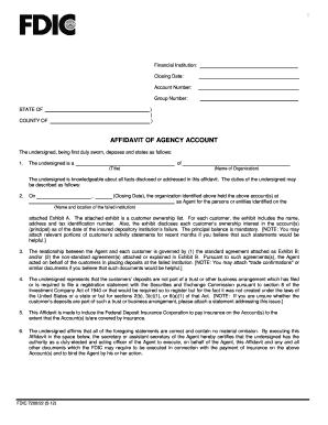 Fillable Online fdic FDIC 720022 Affidavit of Agency Account 7200 ...