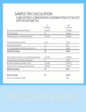 Fillable Online SAMPLE TAX CALCULATION: Fax Email Print - pdfFiller