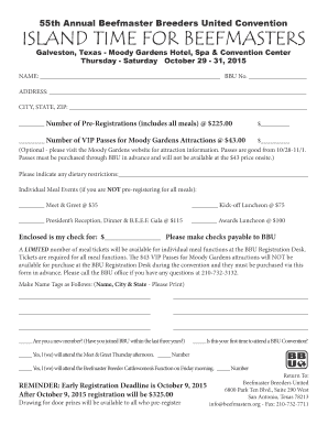 Fillable Online 55th Annual Beefmaster Breeders United Convention ISLAND Fax Email Print - pdfFiller