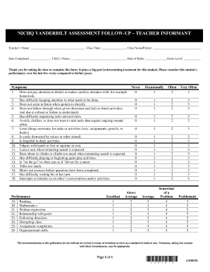 Fillable Online 2814-3 VANDERBILT ASSESSMENT F-U TEACHER Fax Email ...