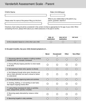 Fillable Online haroldanderson Vanderbilt Assessment Scale - Parent Fax ...