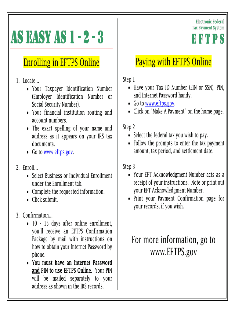 Fillable Online Electronic Federal Tax Payment System Fax Email Print ...