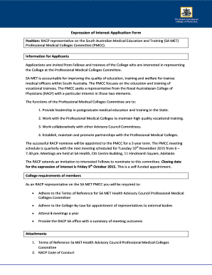 Fillable Online racp edu Expression of Interest bApplicationb Form - Royal Australasian College ...