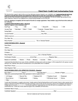 Fillable Online Third Party Credit Card Authorization Form - HOSA Fax ...