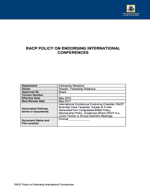 Fillable Online racp edu RACP Policy on Endorsing International ...