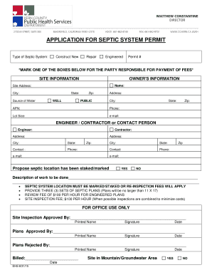 Fillable Online APPLICATION FOR SEPTIC SYSTEM PERMIT Fax Email Print ...