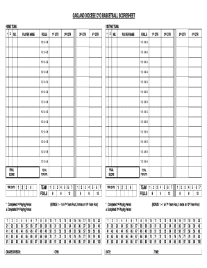 Fillable Online OAKLAND DIOCESE CYO BASKETBALL SCORESHEET Fax Email ...