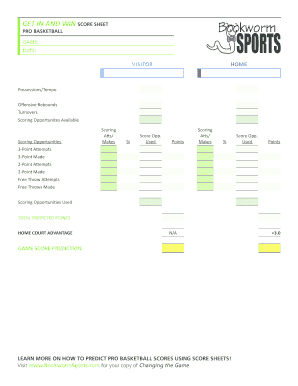 Fillable Online GET IN AND WIN SCORE SHEET Fax Email Print - pdfFiller