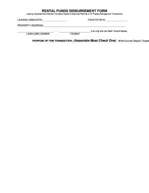 Fillable Online RENTAL FUNDS DISBURSEMENT FORM - c21webformscom Fax ...