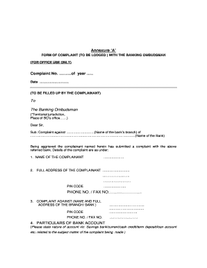 Fillable Online Bankingcomplaint2006 Complaint form Fax Email Print ...