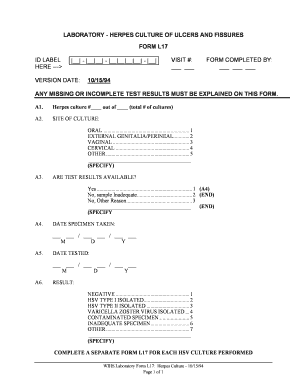 Fillable Online statepiaps jhsph LABORATORY - HERPES CULTURE OF ULCERS ...