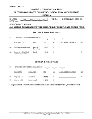Fillable Online statepiaps jhsph SPECIMENS COLLECTED DURING THE PHYSICAL EXAM NEW - statepiaps ...