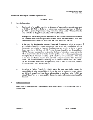 Fillable Online Petition for Discharge of Personal Representative bb ...