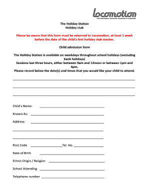 Fillable Online The Holiday Station Holiday club - nrmorguk Fax Email ...
