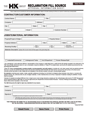 Fillable Online RECLAMATION FILL SOURCE - hkgroupcom Fax Email Print ...