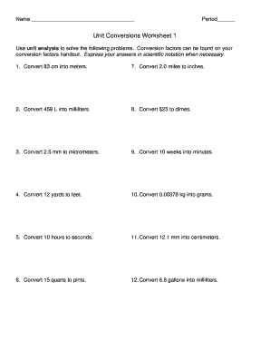 Fillable Online Unit Conversions Worksheet 1 Fax Email Print - pdfFiller