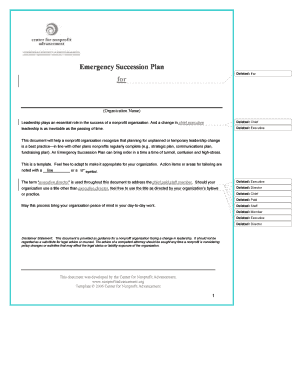 Fillable Online Emergency Succession Plan Template Handoutdoc Fax Email ...