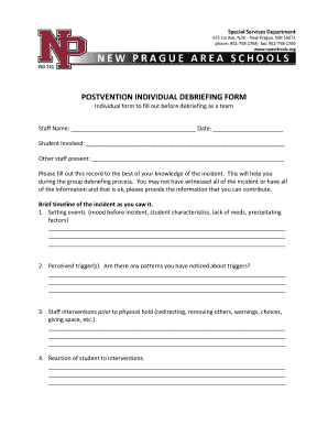 Fillable Online POSTVENTION INDIVIDUAL DEBRIEFING FORM Fax Email Print ...