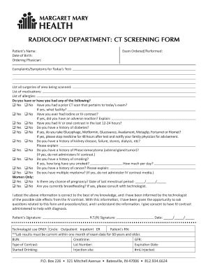 Fillable Online mmhealth RADIOLOGY DEPARTMENT CT SCREENING FORM ...
