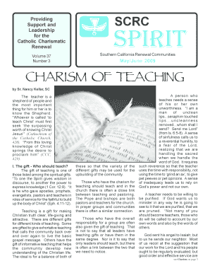 Fillable Online scrc Catholic Charismatic MayJune 2009 CHARISM OF TEACHING - scrc Fax Email ...
