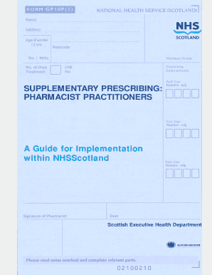 Fillable Online SUPPLEMENTARY PRESCRIBING PHARMACIST PRACTITIONERS A ...