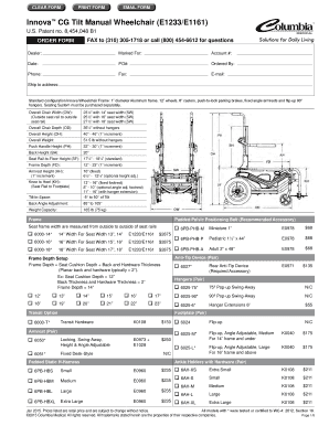 Fillable Online CG TILT MANUAL WHEELCHAIR E1233 E1161 Fax Email Print ...