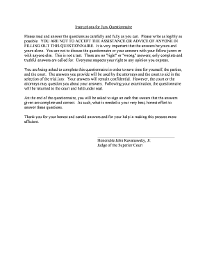 Fillable Online Instructions for Jury Questionnaire Fax Email Print ...
