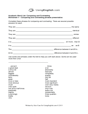 Fillable Online Academic Word List- Comparing and Contrasting Academic ...