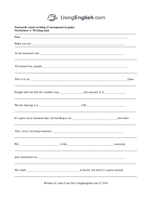 Fillable Online Postcards chain writing (Consequences) game Fax Email ...