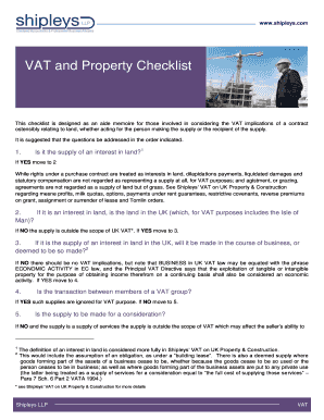 Fillable Online VAT and Property Checklist Fax Email Print - pdfFiller