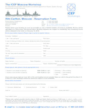 Fillable Online RitzCarlton, Moscow Reservation Form Fax Email Print ...