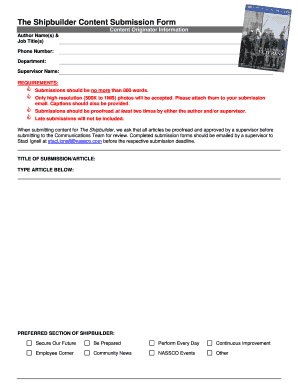 Fillable Online The Shipbuilder Content Submission Form Fax Email Print ...