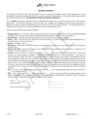 Fillable Online Housing Contract Sample - Peak Fax Email Print - pdfFiller
