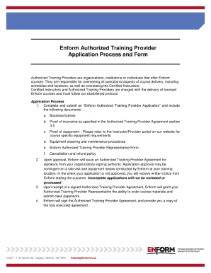 Fillable Online my enform Enform Authorized Training Provider ...