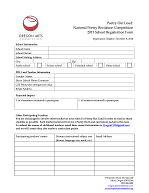 Fillable Online oregonartscommission National Poetry Recitation ...