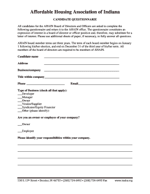Fillable Online CANDIDATE QUESTIONNARIE Fax Email Print - pdfFiller