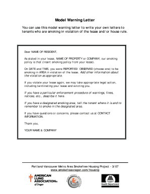 Fillable Online Model Warning Letter Fax Email Print - pdfFiller
